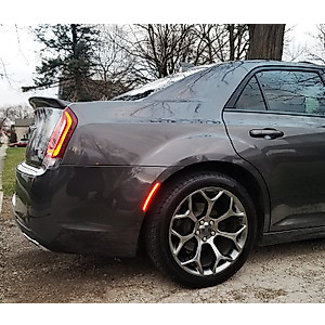 iJDMTOY 4pc Set Black-Out Dark Smoked Lens Amber Front & Red Rear Full LED Side Marker Lights Compatible With 2015-up Chrysler 300 (Total 180-SMD LED, Replace OEM Amber/Red Lens Sidemarkers)