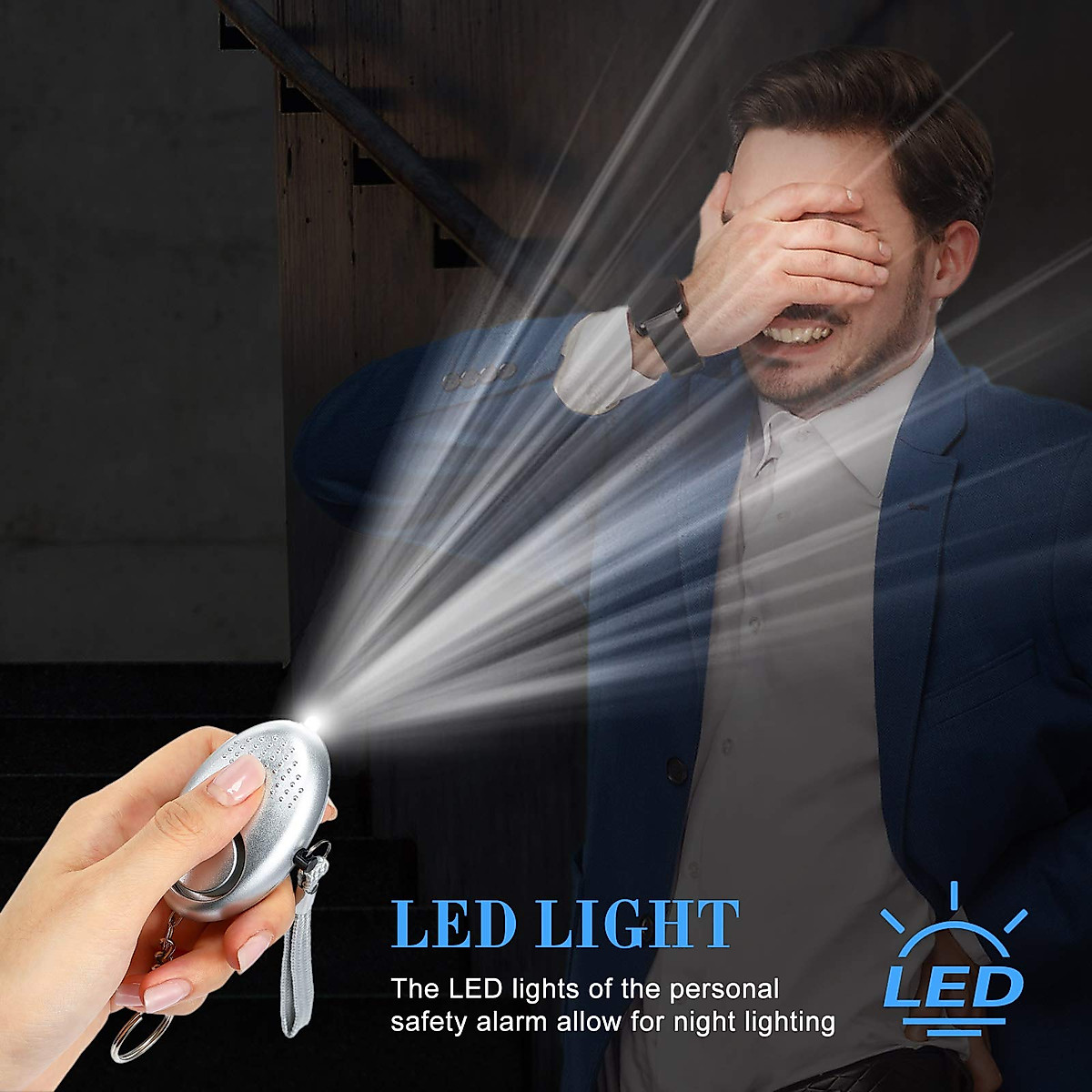 Konohan 12 Pieces Personal Alarm for Women, Safe Sound Personal Alarms Emergency Alarm Keychain Security Alarm Keychain with LED Light, Personal Safety Button Alarm in 6 Colors for Men Elderly