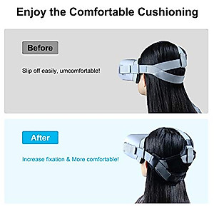 Linkstyle Head Strap Pad Cushion Compatible with Oculus Quest VR Headset, Headset Replacement Accessories, PU Leather Head Cushion,Reduce Head Pressure Foam Pad (Black)