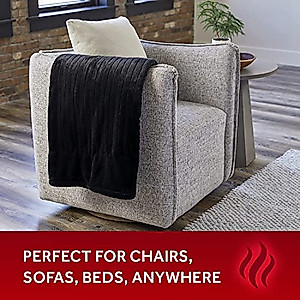 Sunbeam Royal Faux Fur Night Fog Heated Personal Throw / Blanket, Cozy-Warm, Adjustable Heat Settings