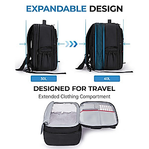 BAGSMART Camera Backpack, Expandable DSLR SLR Camera Bags for Photographers, Photography Travel Backpack with 15.6" Laptop Compartment, Rain Cover & Tripod Holder, Black