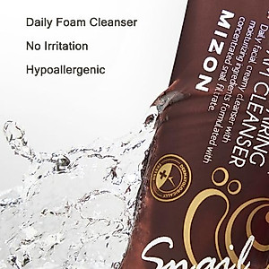 MIZON Snail Repairing Foam Cleanser, Korean Snail Face Wash, Mild and Soft Face Cleanser for Pores and Blackheads, Moisturizing Formula with Snail Filtrate and Soft Bubbles 2.02 fl oz.