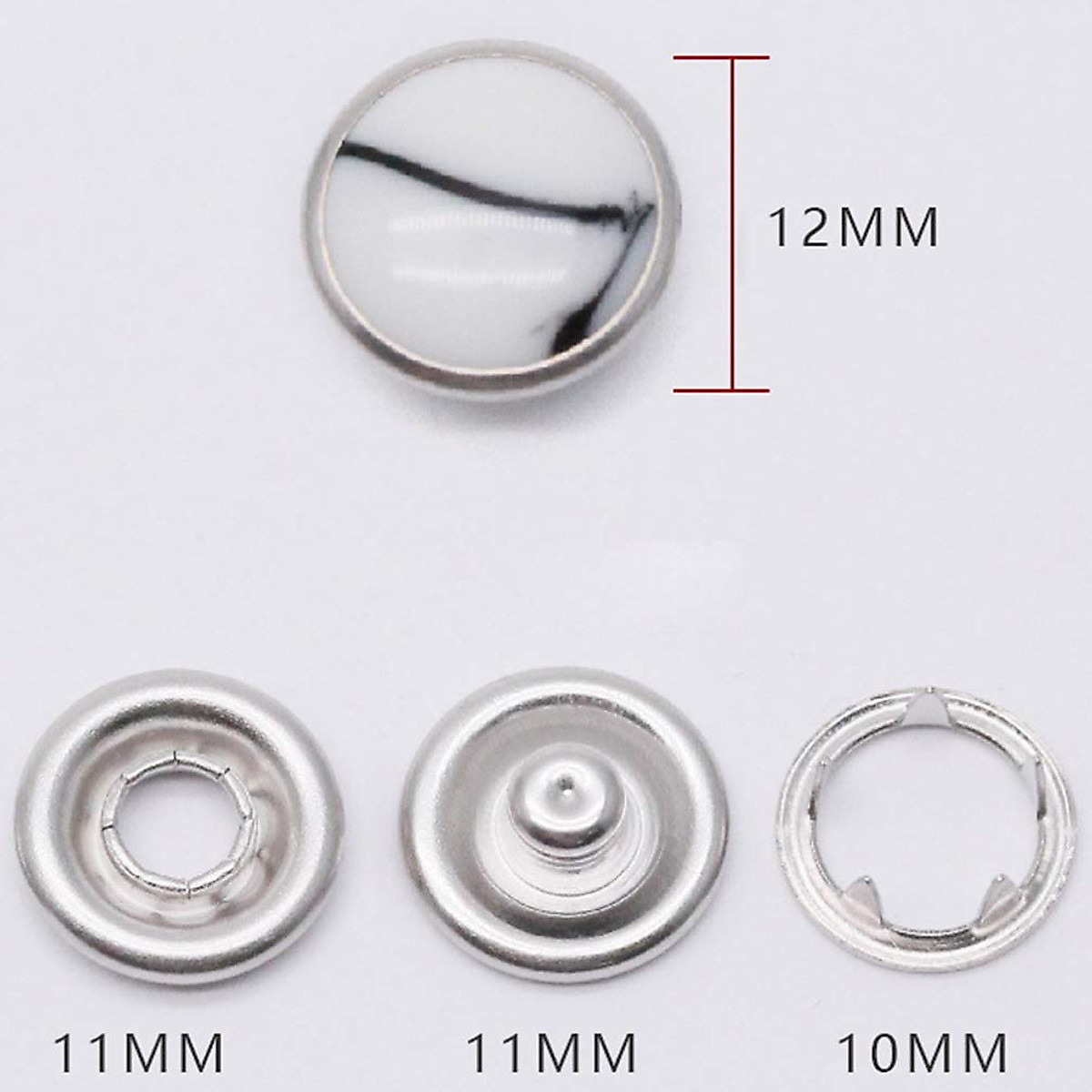Supvox 50pcs Snap Fastener Kit Classic Rhinestone Prong Ring Snaps for Western Shirt Clothes Popper Studs (Random Color)