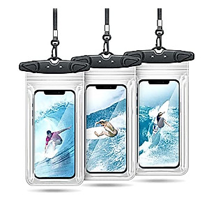 GLBSUNION Universal Waterproof Case,Waterproof Phone Pouch Dry Bag for iPhone 14 13 12 Pro 11 Pro Max XS Max X Samsung Galaxy S22/21 Google Pixel HTC Up to 8", IPX8 Cellphone Dry Bag -3 Pack Clear