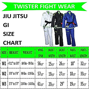 Twister Women Brazilian Jiu Jitsu Gi Preshrunk Premium Quality Fabric Comes with White Belts & Gi Bag… (W1, Blue)