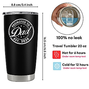 Christmas Gifts For New Dad 2024 Tumbler 20 Oz, Dad Est 2024 Mug, Dad Established 2024 Coffee Cup, 1st Time Fathers Day And Christmas Gifts, Daddy To Be Gift Ideas, Promoted To First Time Dad Cup