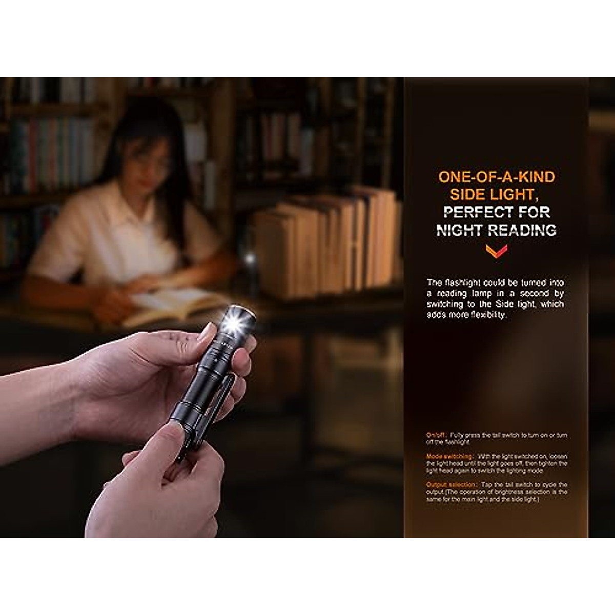 Fenix LD12R EDC Flashlight, 600 Lumen USB-C Rechargeable, AA Compatible, Main and Side Dual LEDs Work Light with Magnetic Clip and Lumentac AA Organizer