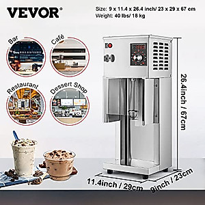 VEVOR 800W Electric Ice Cream Mixer Machine, 110V Ice Cream Blender, 10-Speed Levels Adjustable, Soft Serve Ice Cream Machine w/Splash-Proof Bezel, Commercial Ice Cream Make, Includes 3 Hand Cups