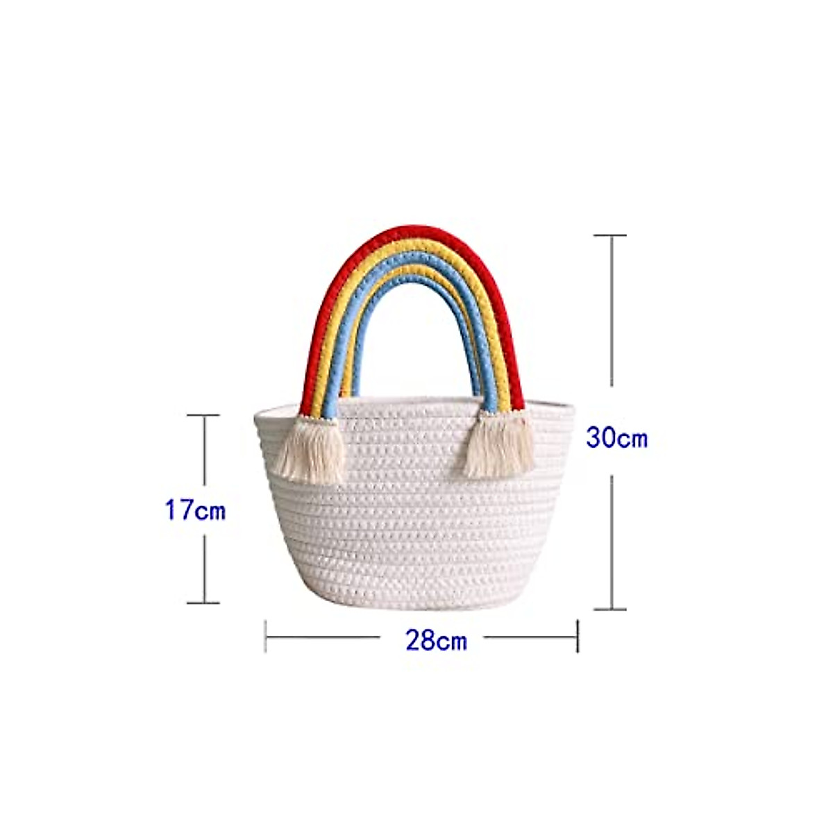 LOHGOU Women Girls Handwoven Cotton Handbag Rainbow Tassel Tote Bag Summer Beach Purse (Pink)
