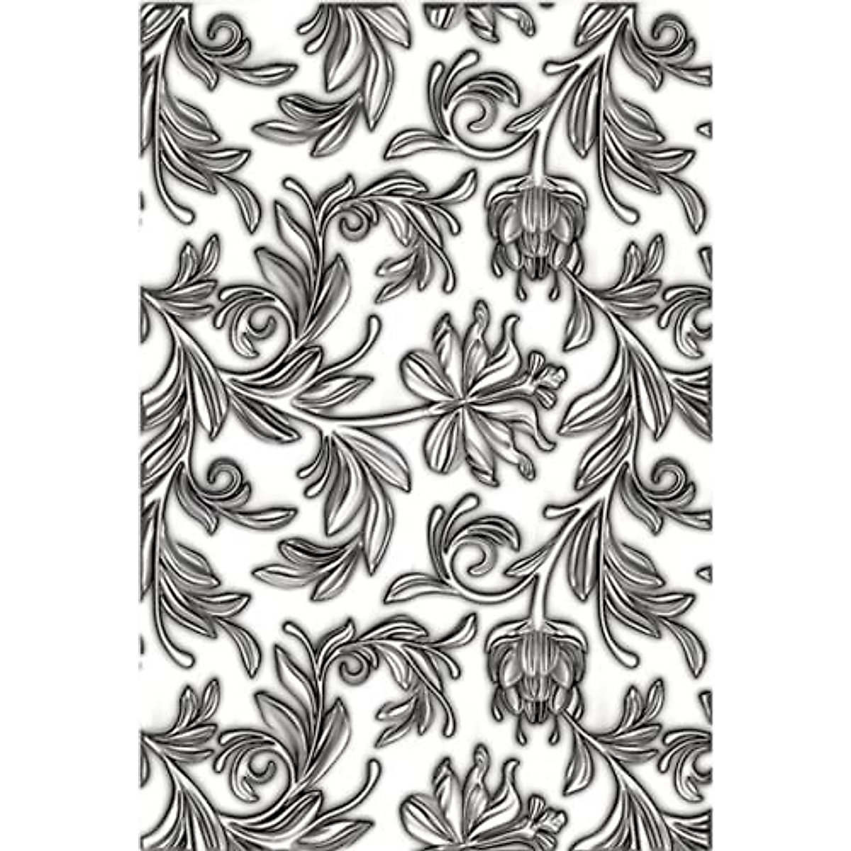 Tim Holtz Sizzix 3-D Texture Fades Mini Roses and Mini Botanical, Bundle of 2 Embossing Folders (665631 665632)