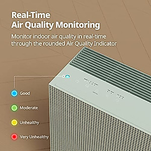 Coway Airmega 230 True HEPA Air Purifier with Air Quality Monitoring, Auto, and Filter Indicator, Sage Green