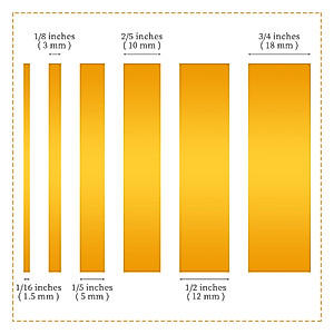 PETDCHEB 6 Rolls Fine Line Tape Painters Tape 1/16, 1/8, 1/5, 2/5, 1/2, 3/4 Inch x 55 Yard Fineline Masking Tape Painter Tape Adhesive Automotive for DIY Car Auto Paint (Yellow)