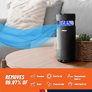 FRAM Portable Air Purifier H13 HEPA Filtration & UV-C LED Sterilization | Rechargeable Cordless Design for Home, Vehicles, Office, & Travel | Cleans Air of Dust, Smoke, & Other Contaminants | CAP30100