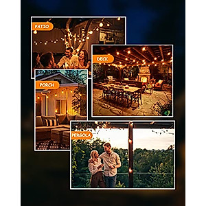Svater Outdoor String Lights 100ft, Patio Lights Outside with 52 Shatterproof LED Edison G40 Bulbs, Waterproof Hanging Globe Lighting for Bistro Backyard Cafe Market, Warm White