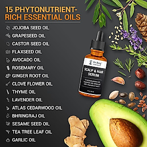 Dr. Berg (All In One) Hair Serum with Jojoba Oil & Castor Oil For Fuller Thicker Looking Hair | Contains 15 Plant-Based Natural Hair Oils | Enhancement with Vitamin E & D | 2 fl oz