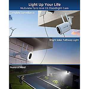 MUBVIEW Solar Security Cameras Wireless Outdoor Floodlight, 2K Outdoor Camera Wireless, Home Security Camera Outdoor, 800 Lumens Light/Siren/14000 Battery/2.4G WiFi/2-Way Talk/IP67/SD/Cloud