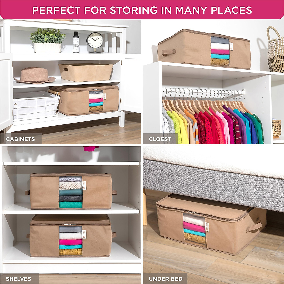 Clothes Storage Bag Organizer with Cedar Insert to Protect from Moth, Moist, Dirt, Dust etc. - Set of 2 Bags for Clothes, Sweaters, Beddings, Blanket, Blouses and More –Underbed Storage