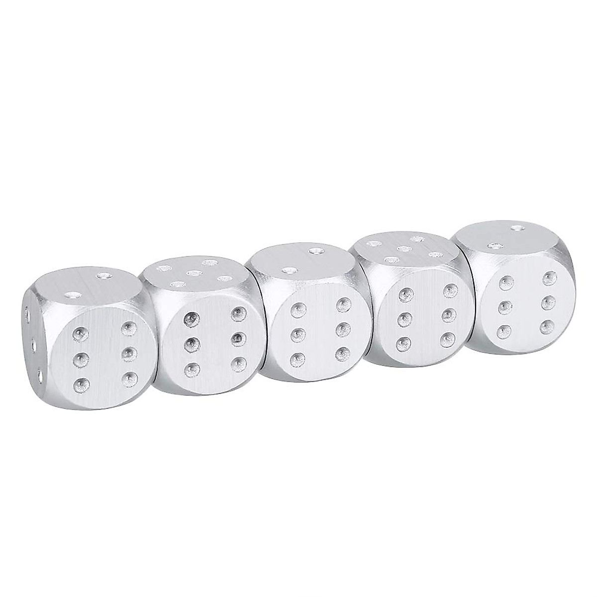 6 Sided Metal Dice Set, DND Dice Set with Storage Box Table Game Poker Games Dice Accessory (Silver Square Box)