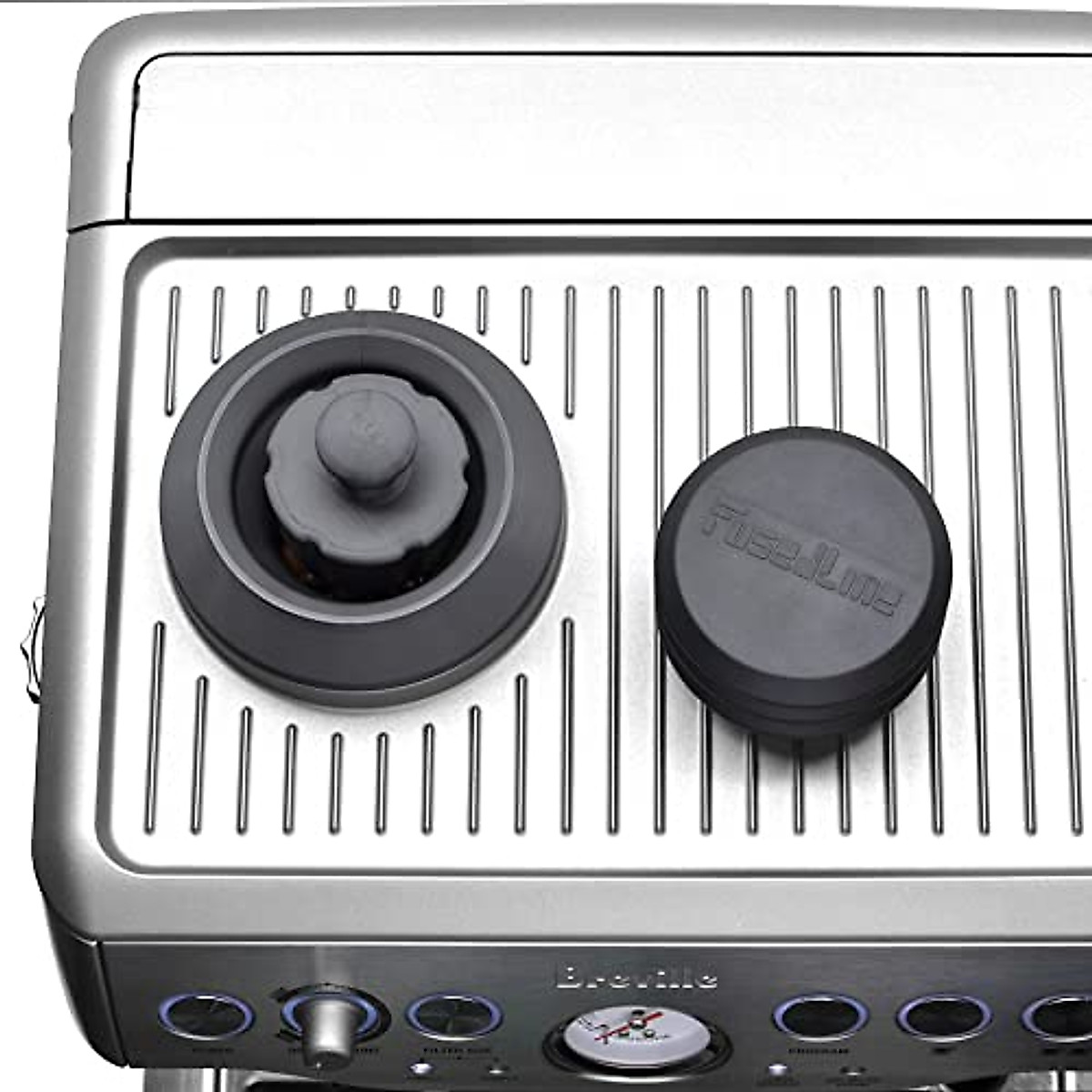 FusedLine Single Dose Hopper with Silicone Bellows and Anti-Popcorning Weight | Compatible with Breville Barista Express, Pro, and Touch | Black