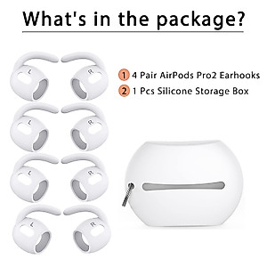 Luckvan Replacement Ear Hooks for AirPods Pro 2 Ear Tips Anti Slip Silicone Earbuds Cover for AirPods Pro2 Accessory Wing Tips White 4 Pairs