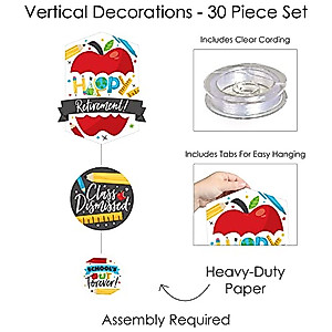 Big Dot of Happiness Teacher Retirement - Happy Retirement Party DIY Dangler Backdrop - Hanging Vertical Decorations - 30 Pieces