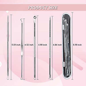 4PCS Blackhead Acne Removal Extractor, Curved Blackhead Tweezers Kit, Professional Stainless Pimple Acne Blemish Removal Tools Kit with Storage Box