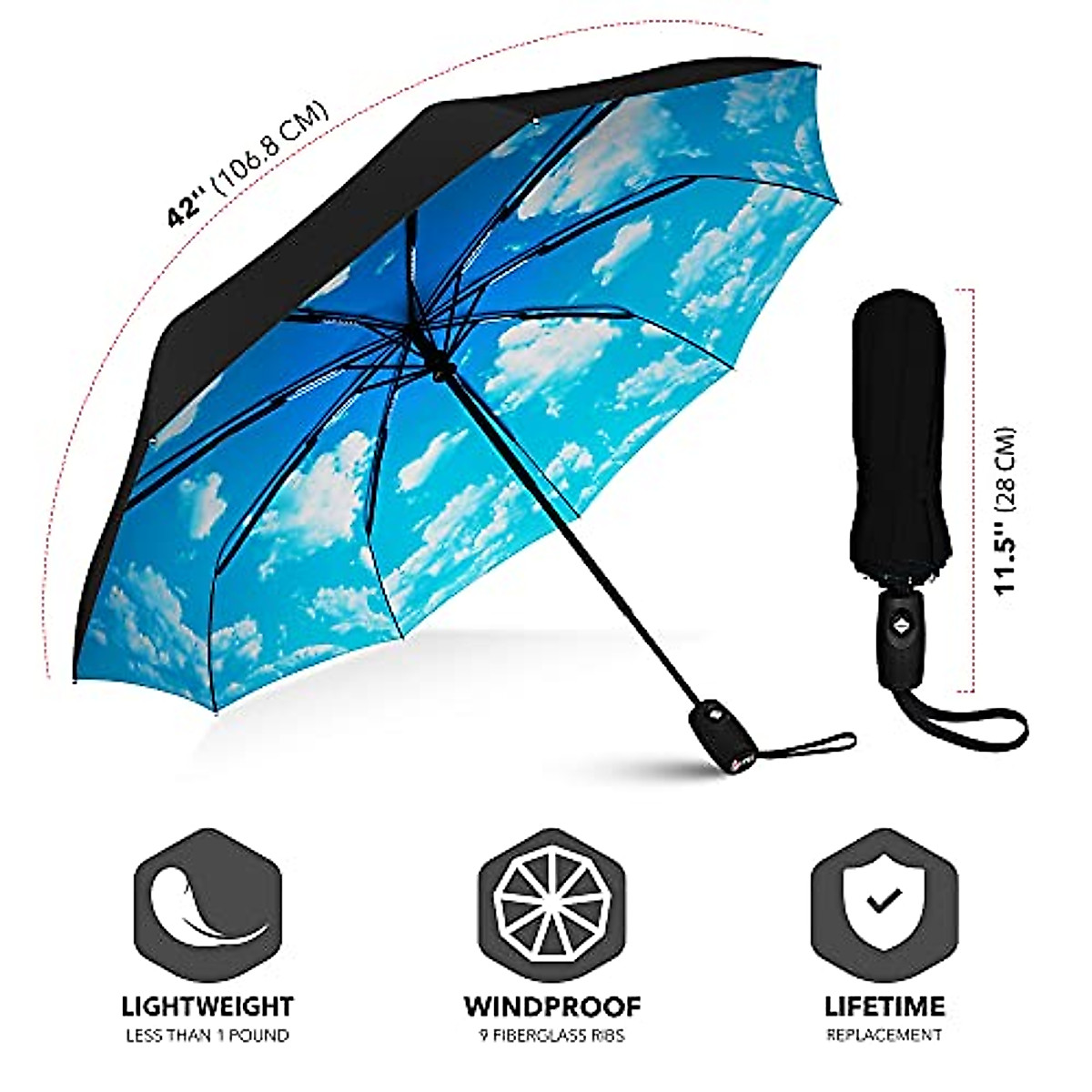 Repel Umbrella The Original Portable Travel Umbrella - Umbrellas for Rain Windproof, Strong Compact Umbrella for Wind and Rain, Perfect Car Umbrella, Golf Umbrella, Backpack, and On-the-Go