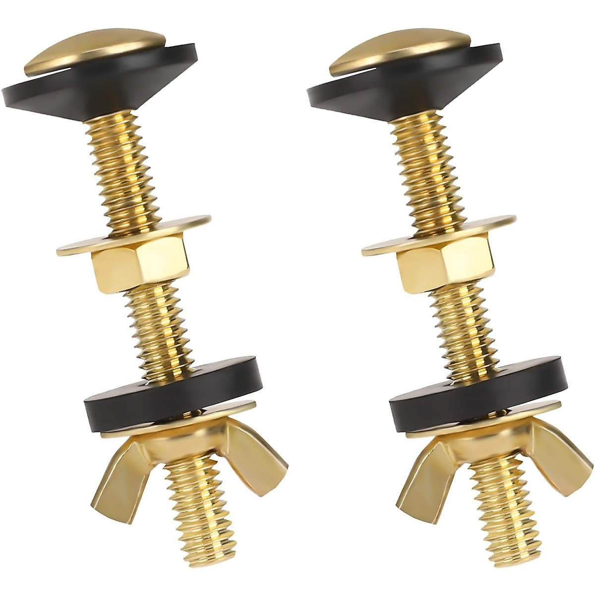 2Pcs Toliet Bolts Universal Toilet Bolts Kit ，Toilet Tank Bolts， Heavy Duty Bolts with Rubber,Stainless Steal Washers and Wing Nuts,Toilet Tank Bolts and Rubber Gaskets