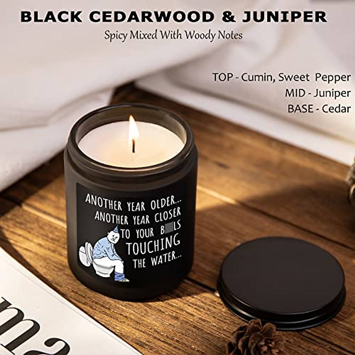 30th 40th 50th 60th Birthday Day Gifts for Men Funny Birthday Gifts for Brother Son Husband Boyfriend Naughty Gifts for Him, Black Cedarwood & Juniper Scented Candles