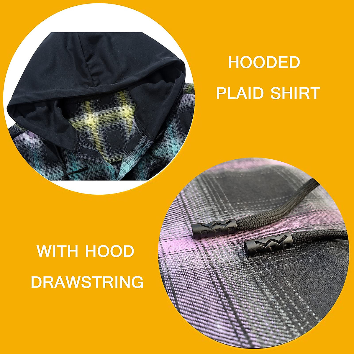 DEVIL KING Men's Hooded Flannel Shirts Jackets Casual Long Sleeve Lightweight Flannel Hoodie Rainbow