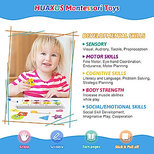 HUAXUS 19 Pages Preschool Learning Activities - Busy Book, Toddler Activities, Autism Sensory Learning Materials, Montessori Toys, Educational Toys, Activity Binder Gifts for Kids Toddlers