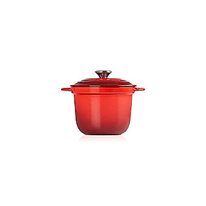 Le Creuset Enameled Cast Iron Rice Pot with Lid & Stoneware Insert, 2.25 qt., Cerise