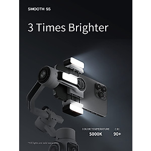 Zhiyun Smooth 5S Phone Gimbal, 3-Axis Smartphone Stabilizer with Built-in and Magnetic Fill Light, AI Face Tracking for iPhone and Android, YouTube TikTok Video, Gray Combo