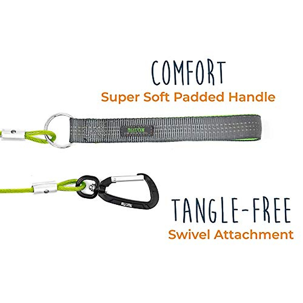 Mighty Paw Chew Proof Dog Leash - Six Foot Metal Cable Lead, Non Chewable Braided Cord with Padded Handle. Chew Resistant, Great for Large Dogs and Teething Puppies (Green)