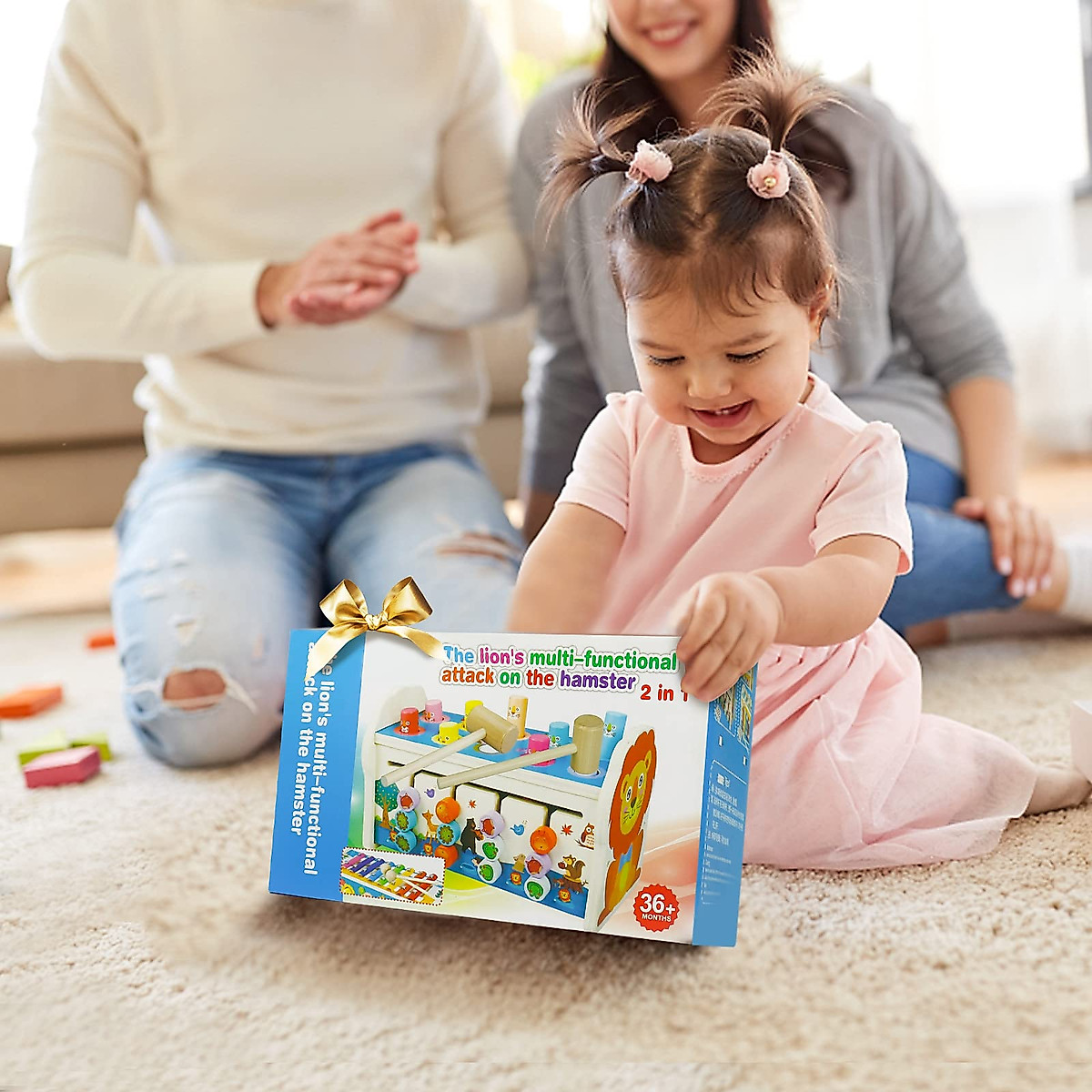 Montessori Toys for 1 Year Old Girl Boys Gifts Wooden Toys for Toddlers 1-3 with Pounding Bench Hammer Toy Xylophone Educational Number Puzzles for Age 2 3 4 Boy Girls Baby Birthday Gift