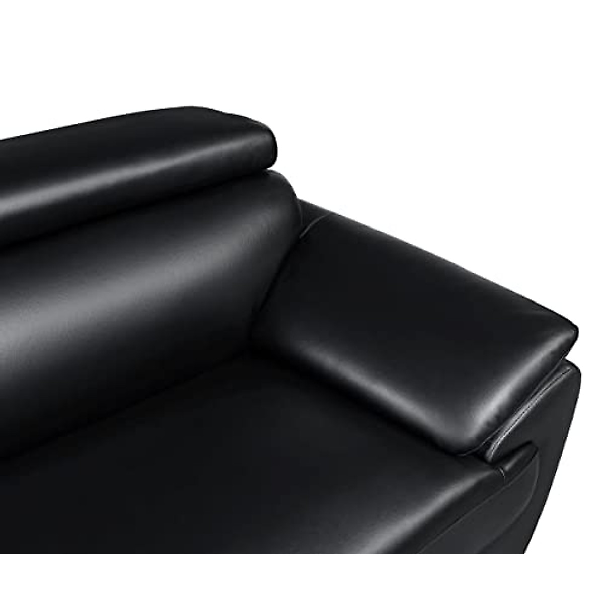 Blackjack Furniture 4571 Veal Collection Leather Upholstered Modern Living Room Loveseat, Black
