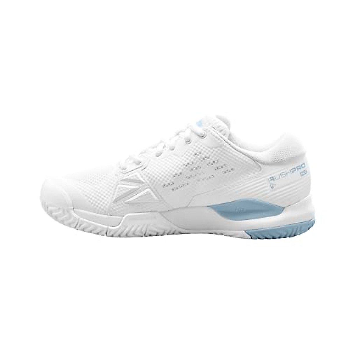 WILSON Women's Rush Pro Ace Sneaker, White/Baby Blue, 9