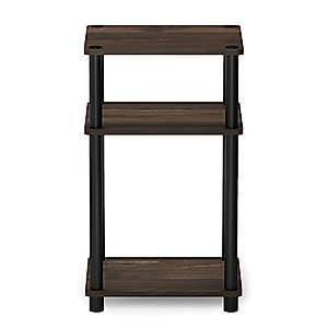 Furinno Turn-N-Tube 4-Tier Multipurpose Shelf Display Rack, Single, Columbia Walnut/Black & Just 3-Tier End Table, 1-Pack, Columbia Walnut/Black