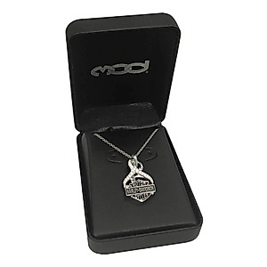 Harley-Davidson Women's Bling Crystal Filigree B&S Necklace, Silver HDN0409-16