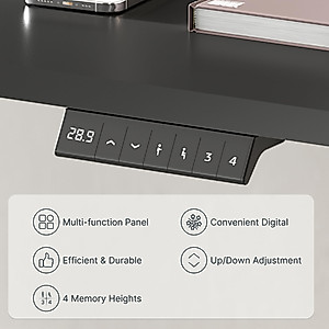 FLEXISPOT EN1 Whole-Piece Standing Desk 40 x 24 Inches Height Adjustable Small Desk Electric Sit Stand Desk Home Office Table Standing Desk (Black Frame + 40 in Black Top)