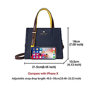 FOXER Small Satchel Handbags for Women, Genuine Leather Ladies Top-handle Bags with Adjustable Shoulder Strap Womens Real Leather Crossbody Bags Women's Casual Mini Purses and Handbags (Dark Blue)