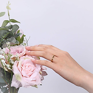 TRUMIUM 2mm Gold Tungsten Rings for Women Plain Thin High Polish Engagement Wedding Band Size 7.5