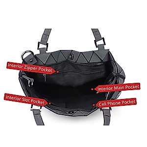 FOUCPOOM Geometric Luminous Purses and Handbags For Women Holographic Reflective Crossbody Bags Wallet Purse (Tassel handbag)