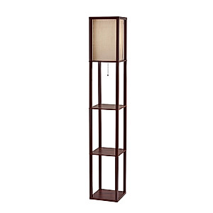 Adesso 3138-01 Wright 63 In. Floor Lamp - Smart Switch Compatible Light Fixtures with Two Storage Shelves. Lighting Accessories , Black