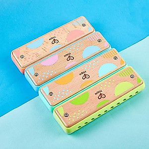 Hape Blues Harmonica | 10 Hole Wooden Musical Instrument Toy for Kids, Red