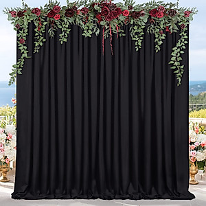 Black Backdrop Curtain 10ft x 10ft for Party Decor, Polyester Backdrop Drapes for Wedding Party Halloween Decorations