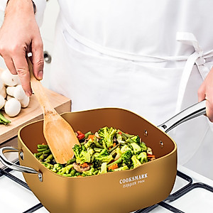 FeLamp 11" Nonstick Copper Griddle Pan for Stovetops, Square Flat Pan with Stainless Steel Handle, Induction Copper Grill Pan, Oven/Dishwasher Safe, 100% PFOA Free