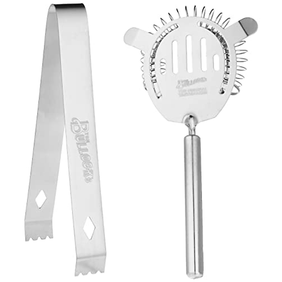 5 pc. Cocktail Shaker Bar Set by Tom Bullock's, The Original Tastemaker: 25 oz Stainless Steel Shaker, Double Measuring Jigger, Stirrer/Mixer Spoon, Strainer and Ice Tongs. Become The Ideal Bartender!