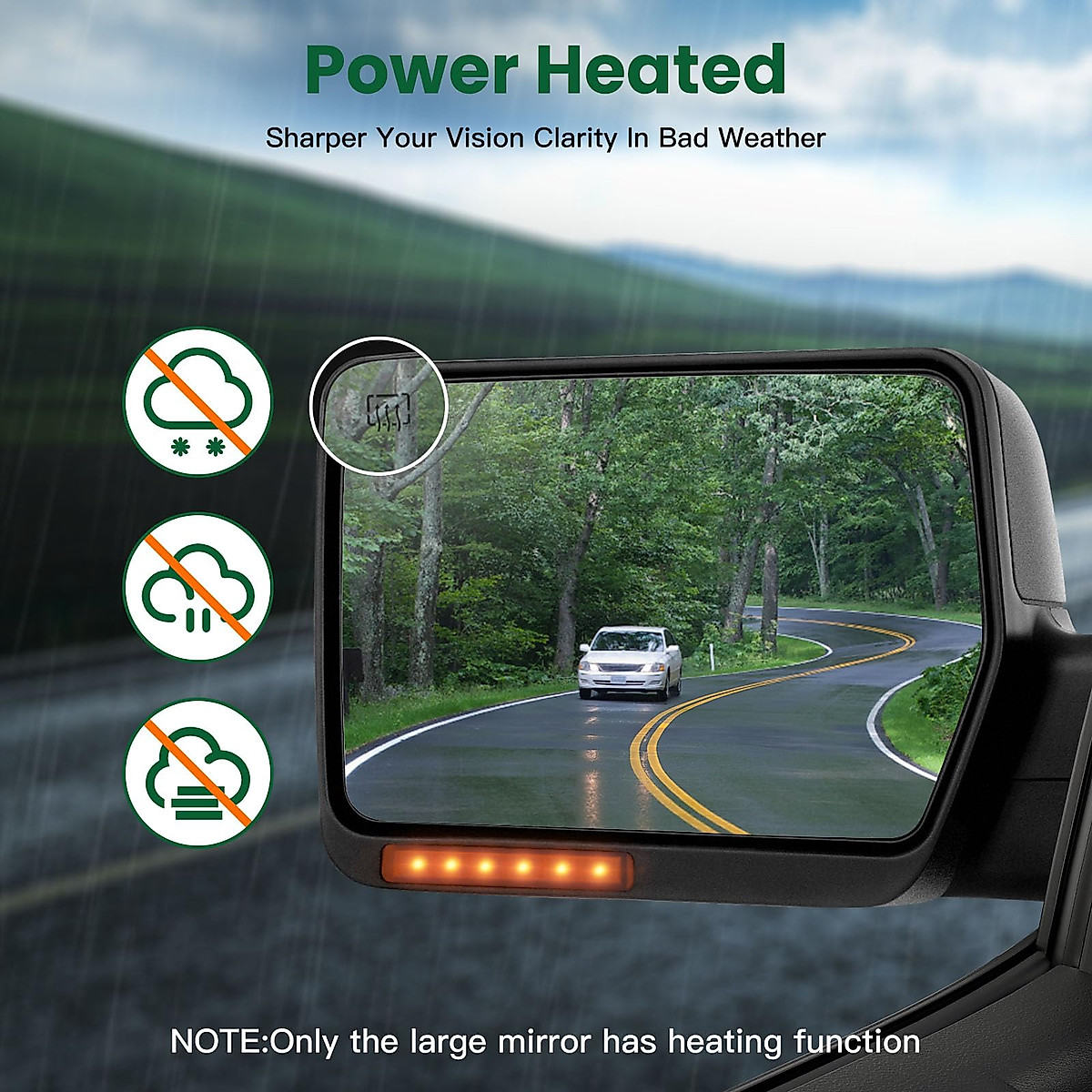 SCITOO Towing Mirror 2004-2006 for Ford for F-150 Rear View Mirror Automotive Exterior Mirror with Power Heated Front LED Signals (Passenger Side)