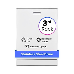 Equator 24 in Dishwasher Top Control 3 Rack 15 place 3.4g QUIET 51 dB 110V EStar in White